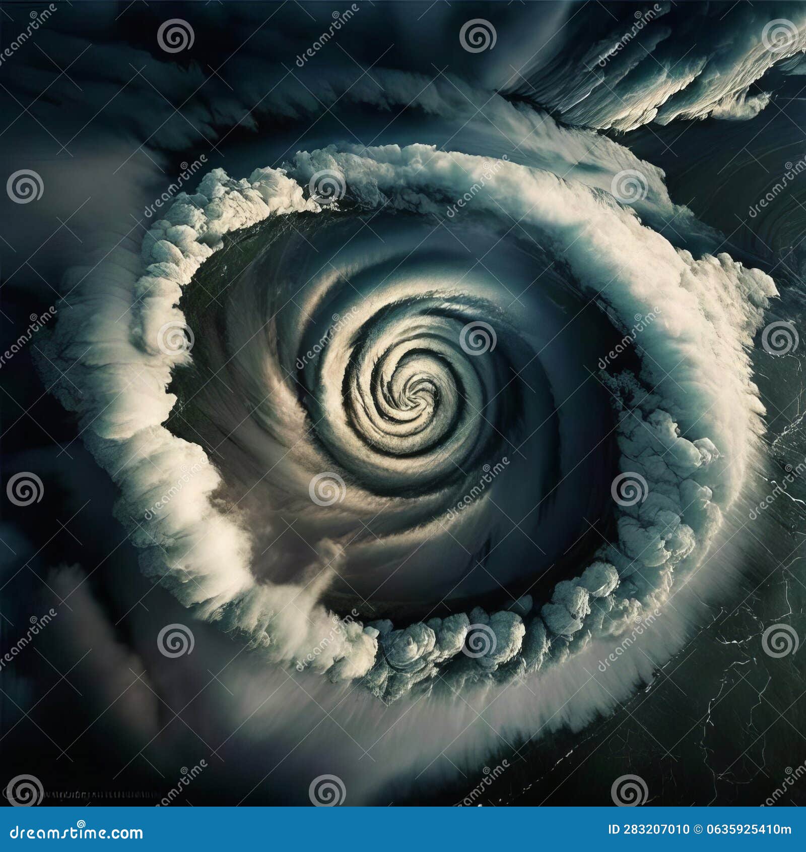 Cloud cyclone, top view. stock illustration. Illustration of typhoon ...