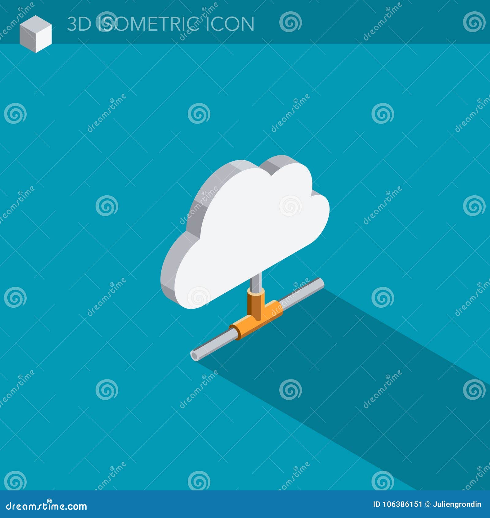 Cloud 3D Isometric Web Icon Stock Illustration - Illustration of flat ...