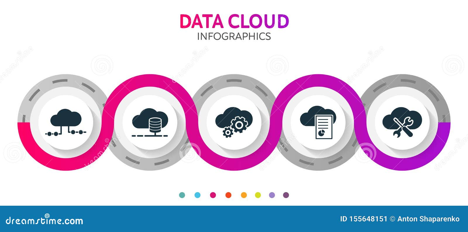 Cloud Data Abstract 3D Infographic Elements. Circle Template with Cloud ...