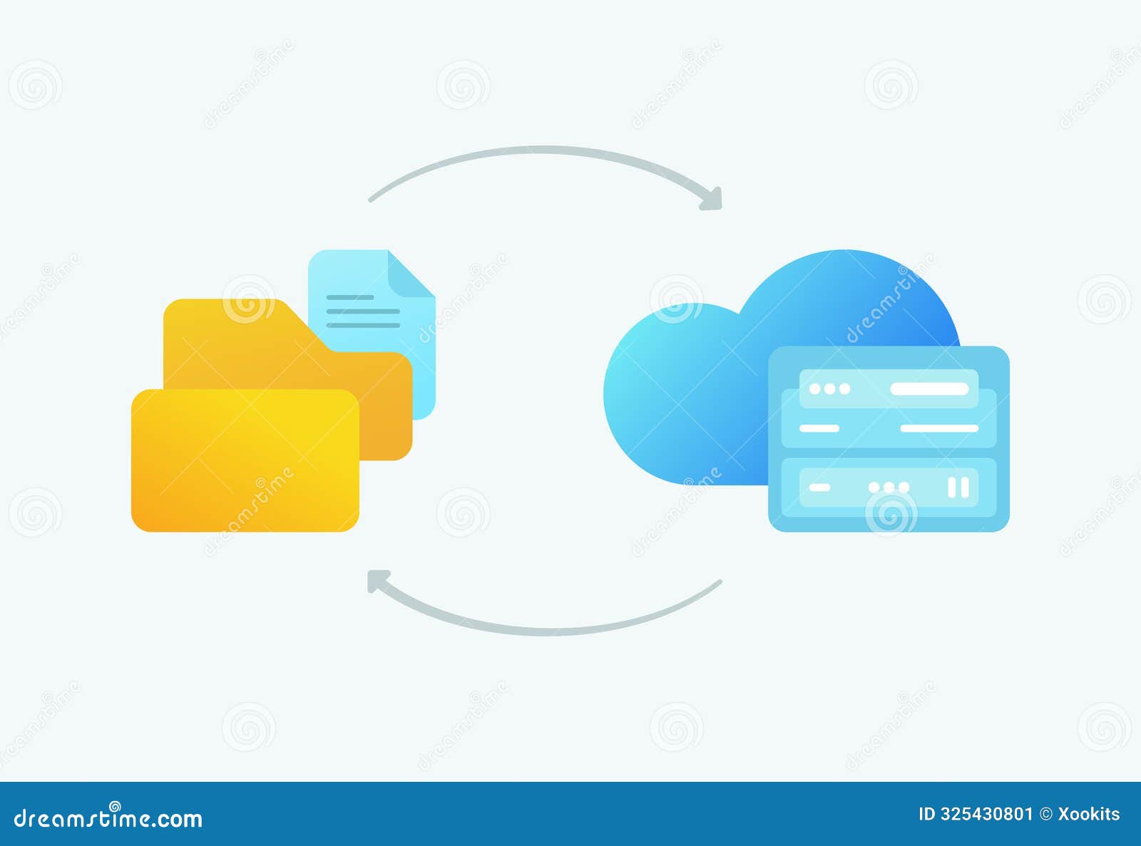 Cloud Data Backup and File Transfer Circle Minimalist Illustration ...