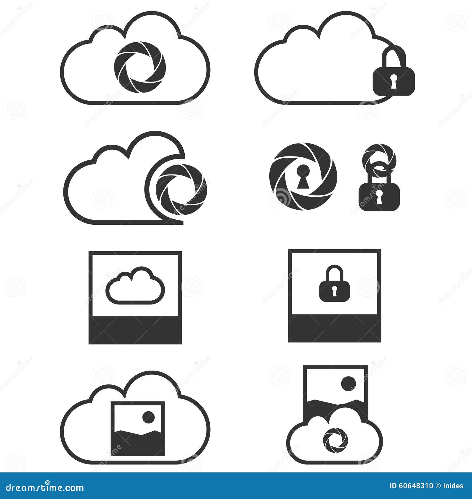 Cloud data backup icons stock vector. Illustration of server - 60648310
