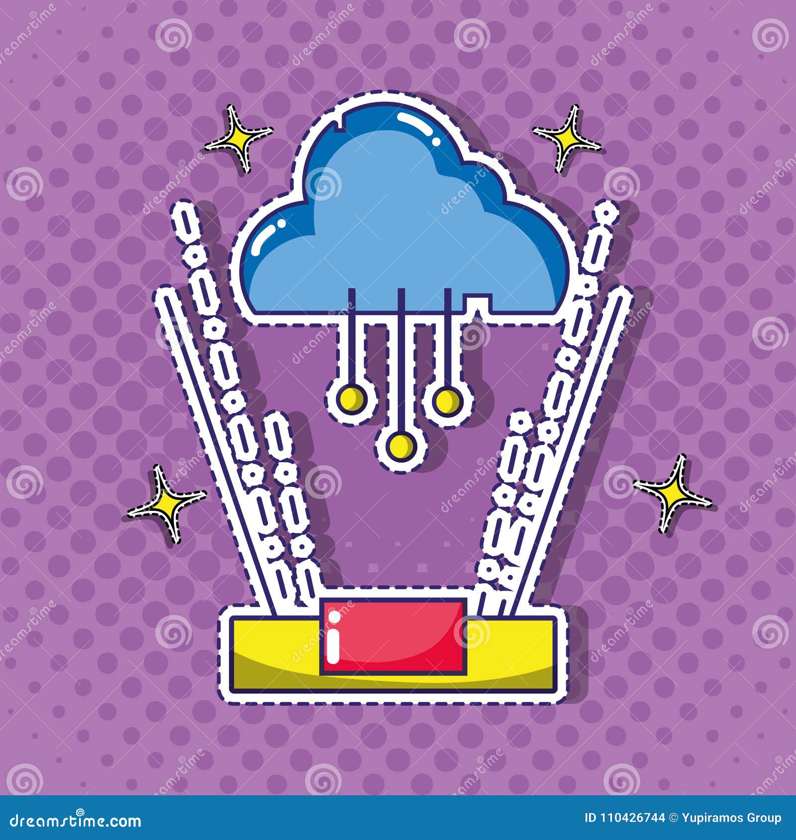 Cloud Data Center Technology Patch Sticker Stock Vector - Illustration ...