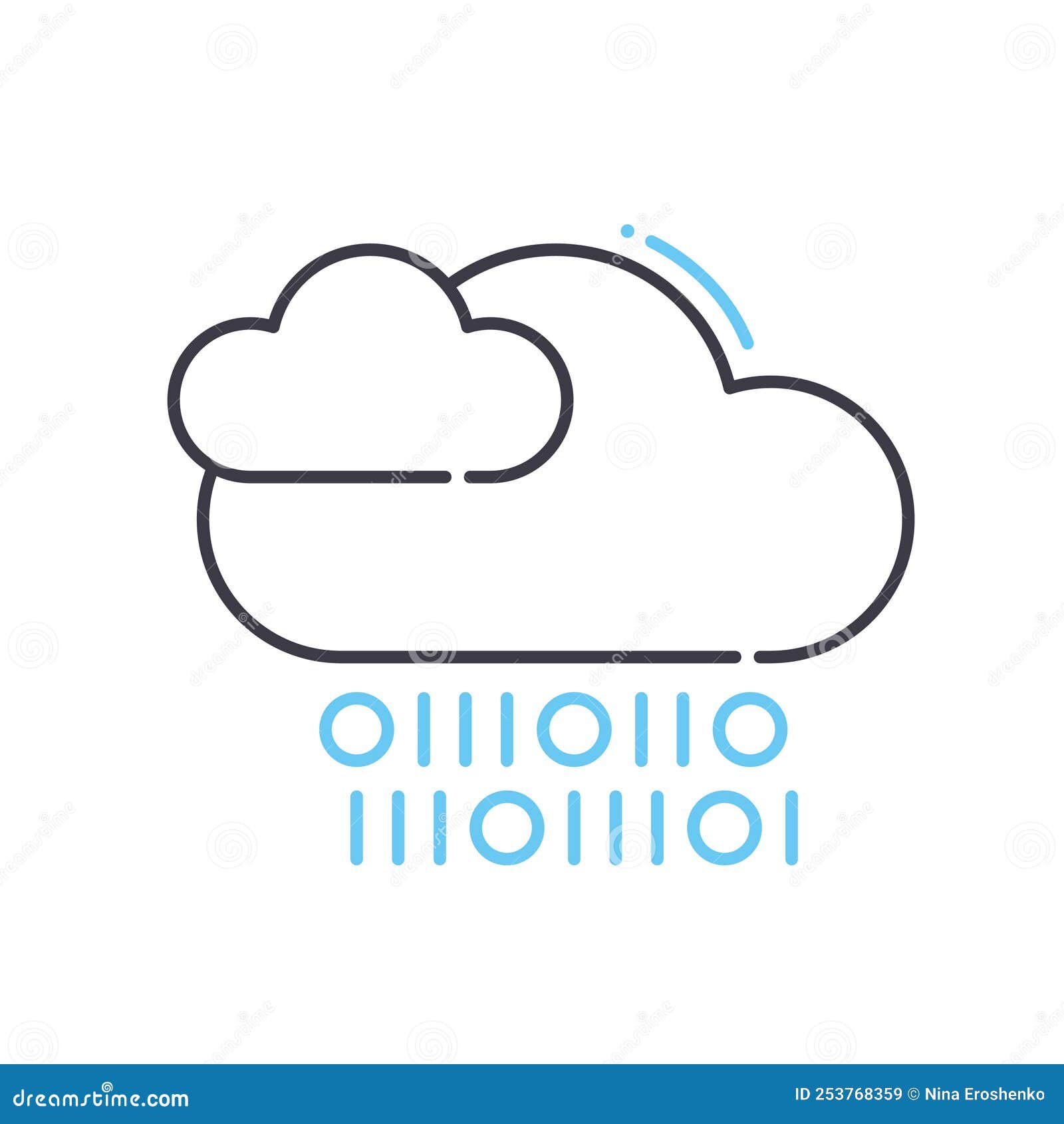Cloud Data Concept Line Icon, Outline Symbol, Vector Illustration ...
