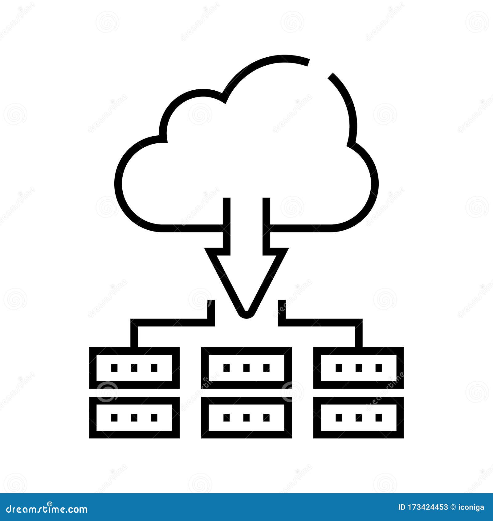 Cloud Data Distribution Line Icon, Concept Sign, Outline Vector ...