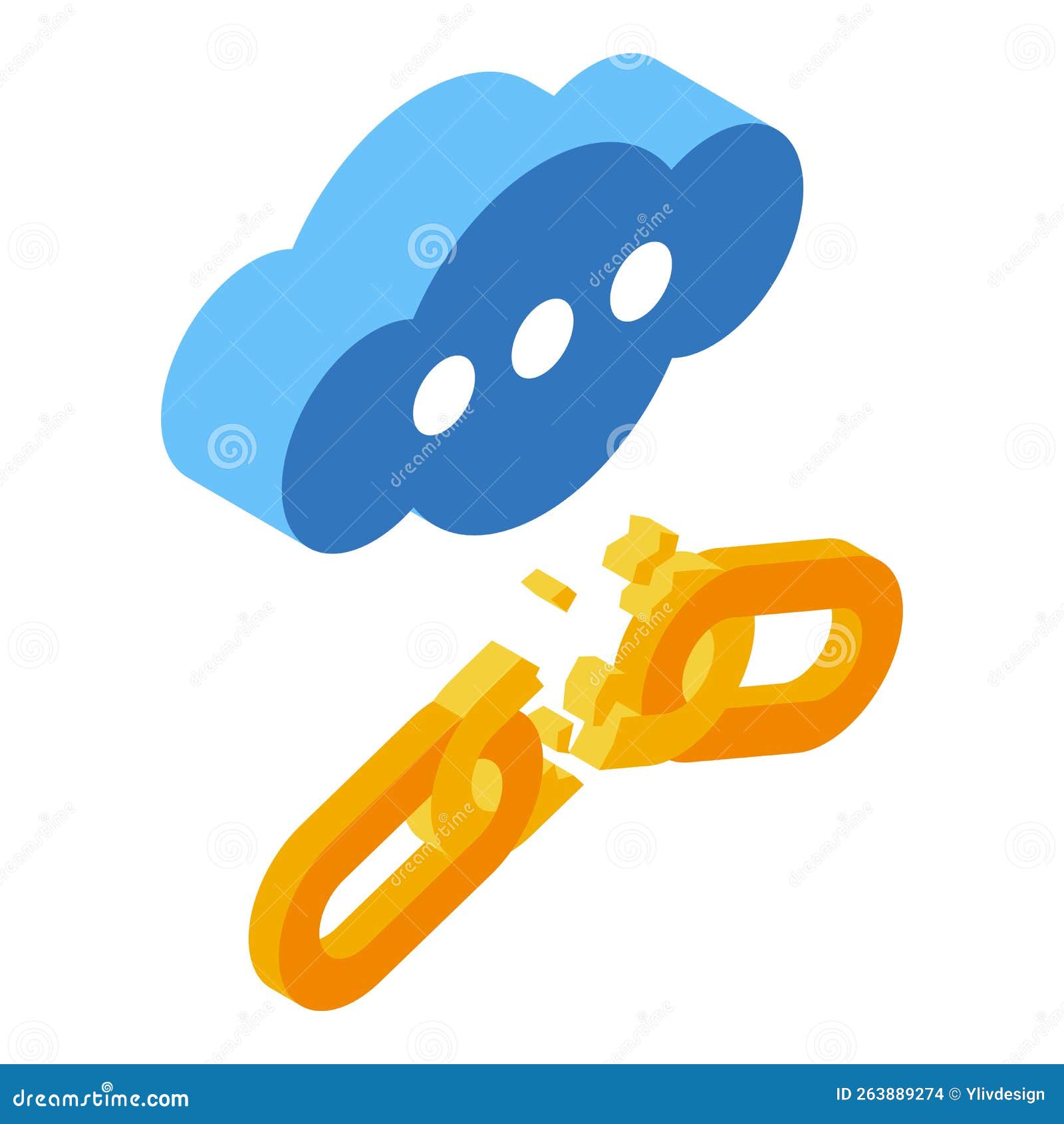 Cloud Data Error Icon Isometric Vector. Lost Internet Stock ...
