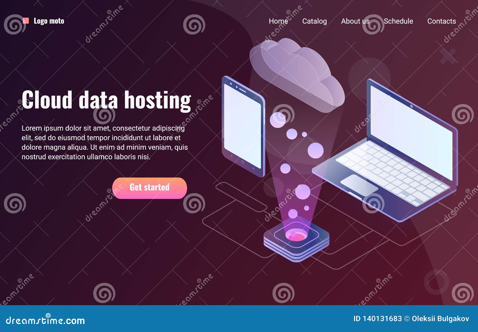 Cloud Data Hosting Concept with Laptop and Phone Stock Vector ...