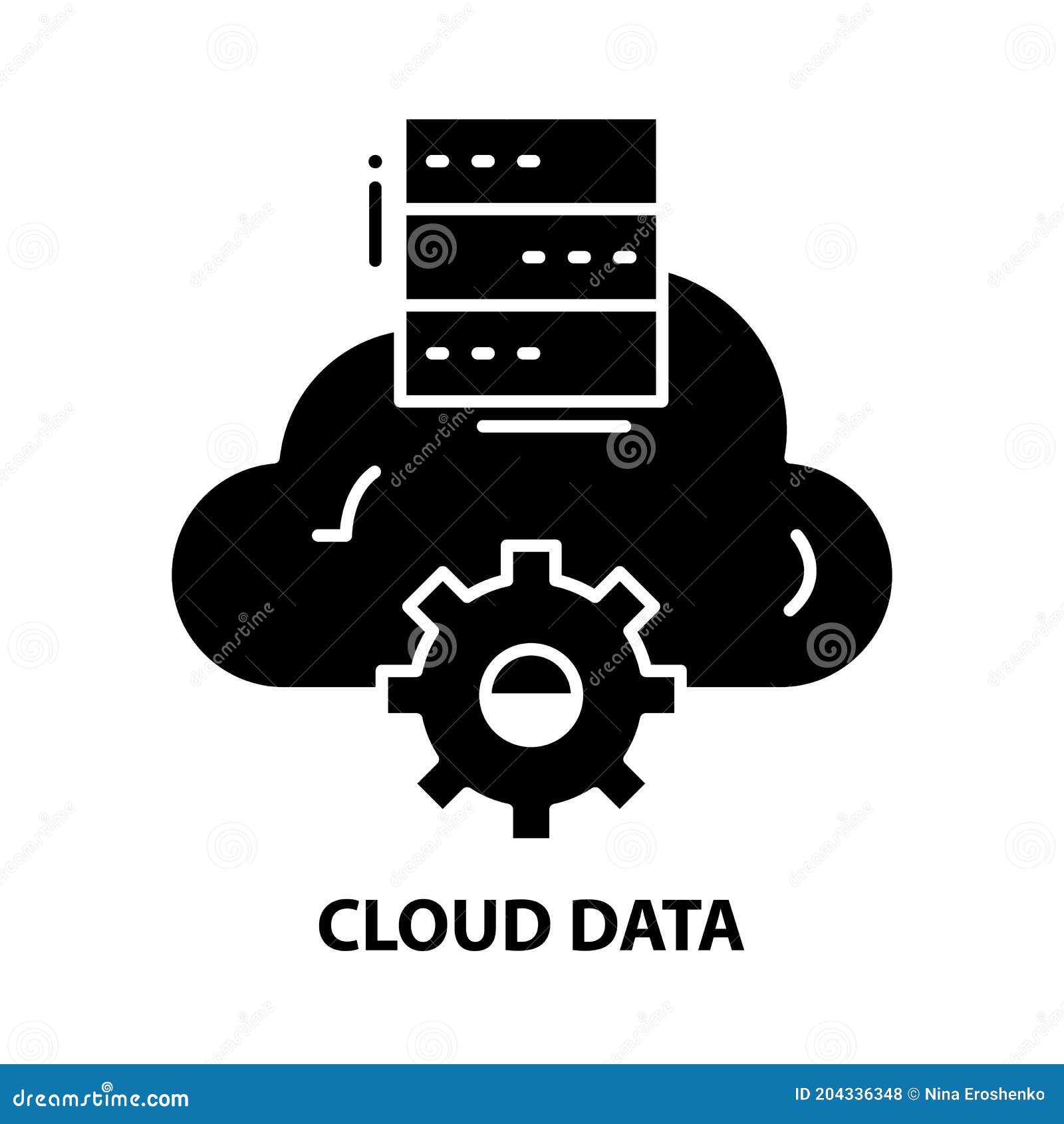 Cloud Data Icon, Black Vector Sign with Editable Strokes, Concept ...