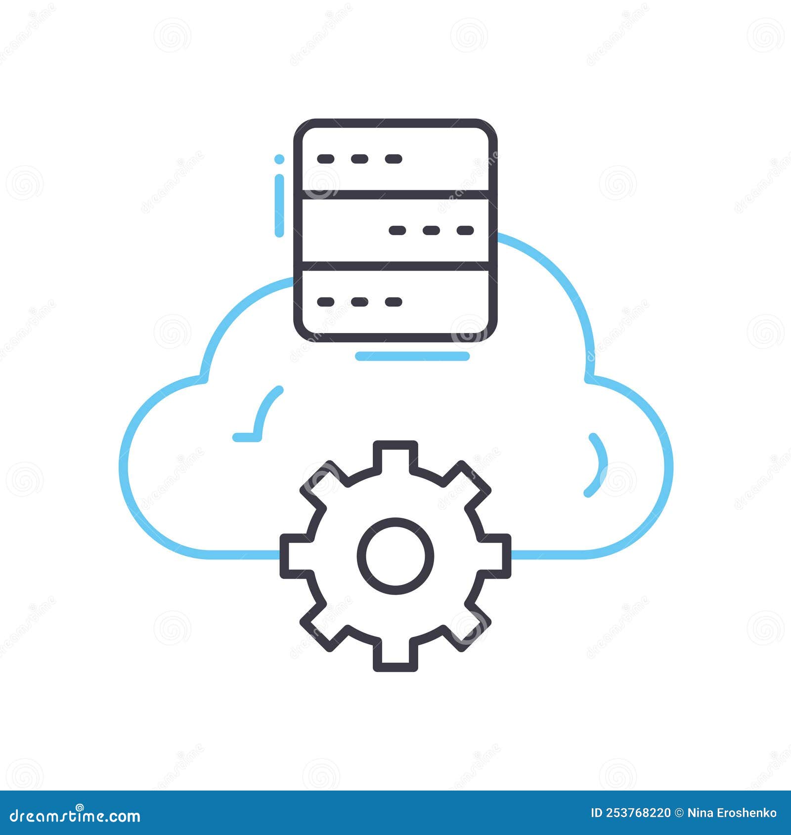 Cloud Data Line Icon, Outline Symbol, Vector Illustration, Concept Sign ...