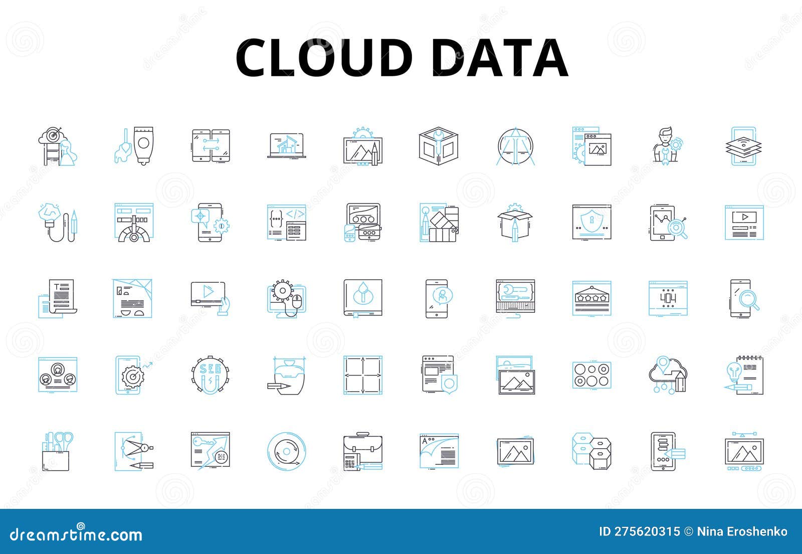 Cloud Data Linear Icons Set. Sync, Backup, Security, Accessibility ... Cloud Data Linear Icons Set. Sync, Backup, Security, Accessibility ...