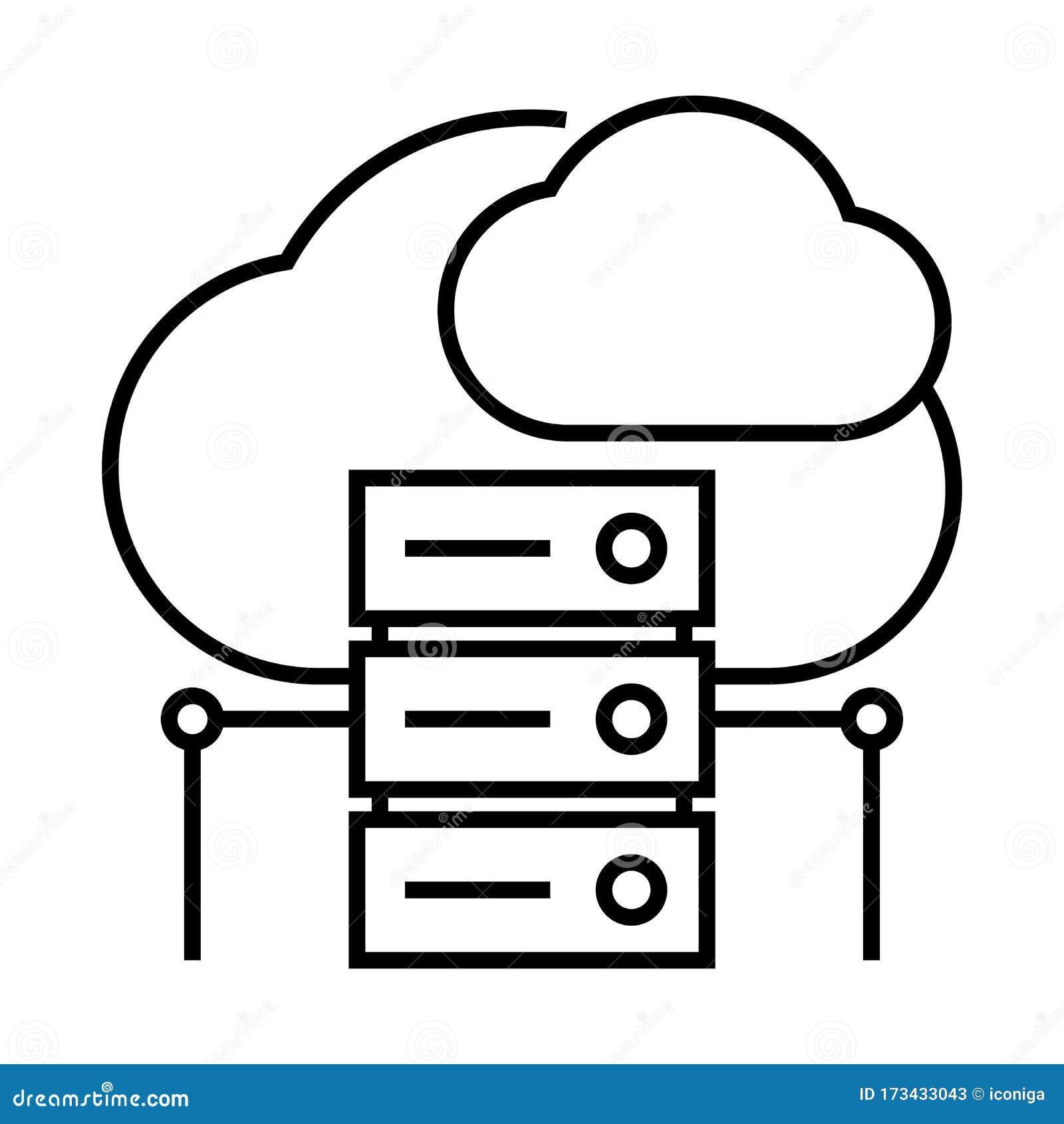 Cloud Data Network Line Icon, Concept Sign, Outline Vector Illustration ...