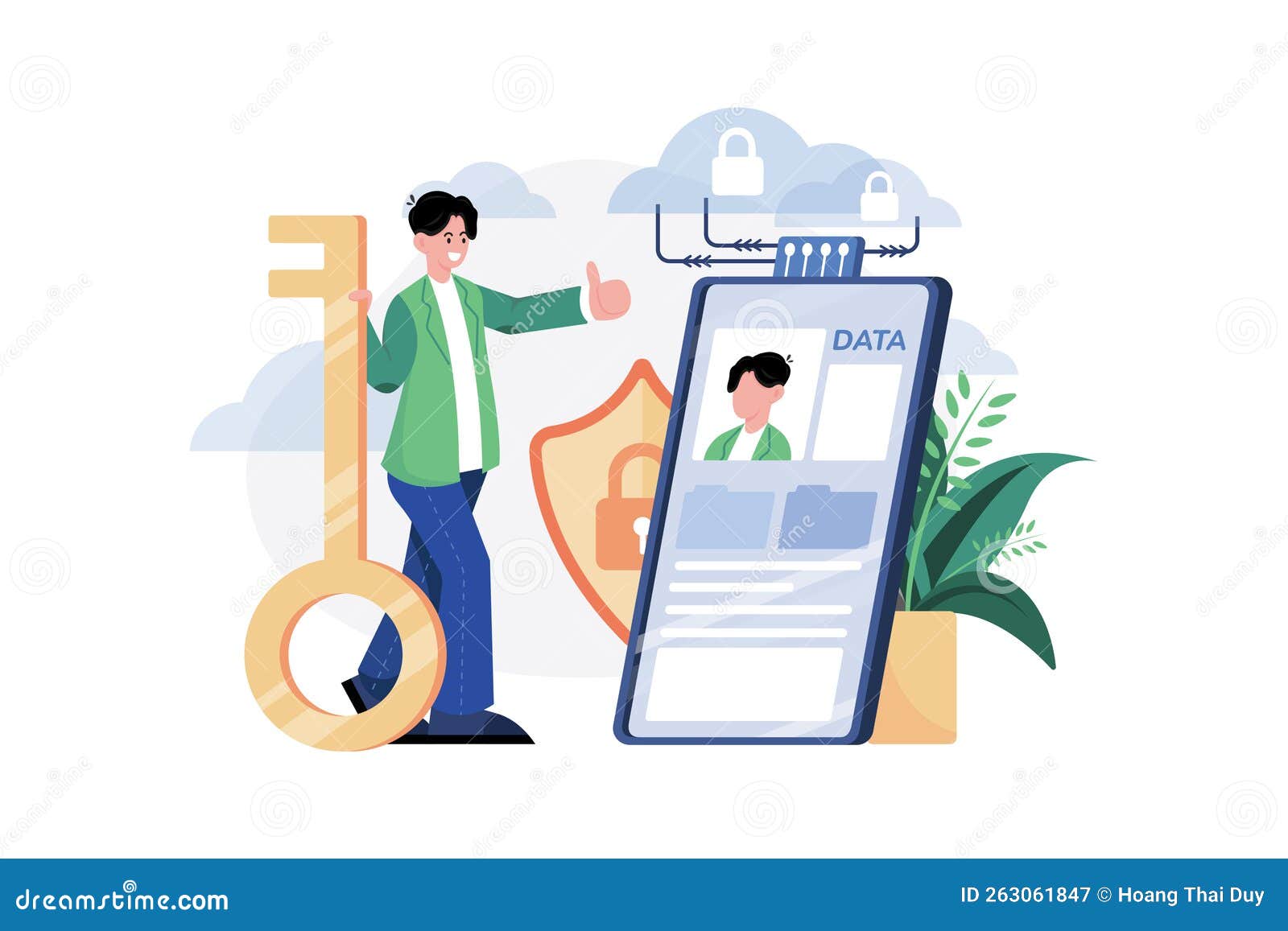 Cloud Data Security Illustration Concept. a Flat Illustration Isolated ...