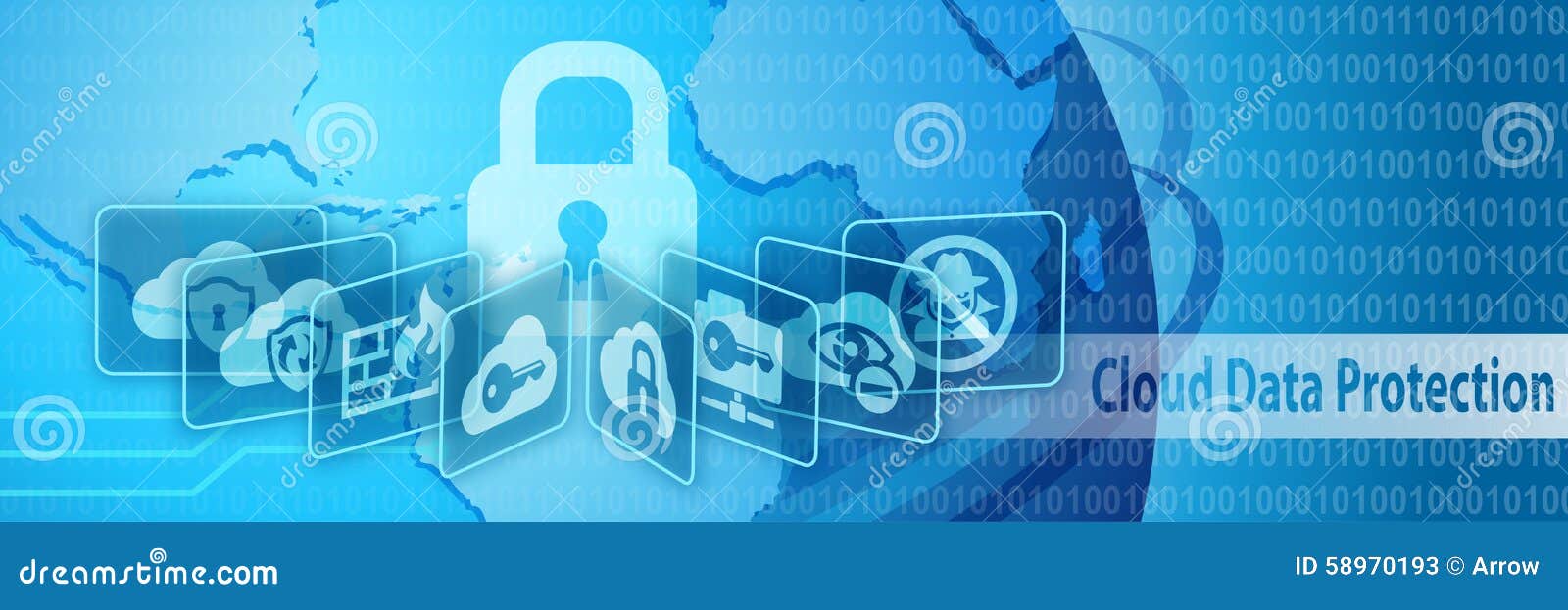 Cloud Data Security Protection Banner Stock Illustration - Illustration ...