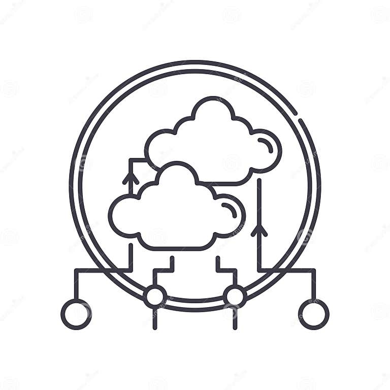 Cloud Data Service Icon, Linear Isolated Illustration, Thin Line Vector ...