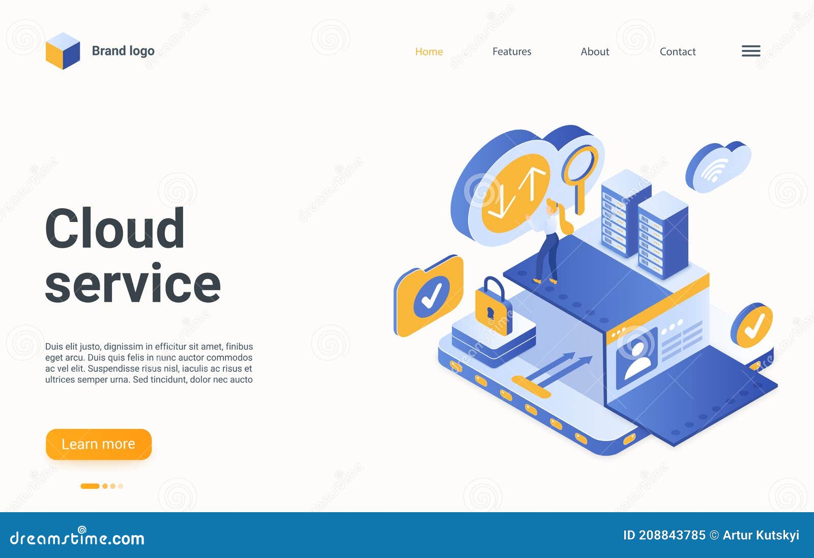 Cloud Admin Security Shield Symbol On White Stock Illustration ...