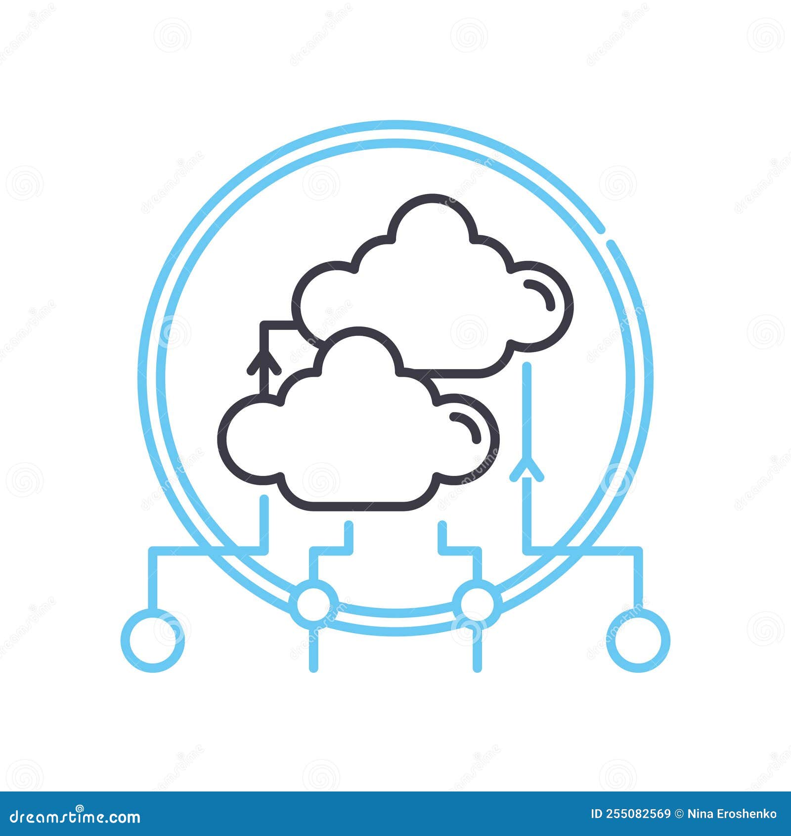 Cloud Data Service Line Icon, Outline Symbol, Vector Illustration ...