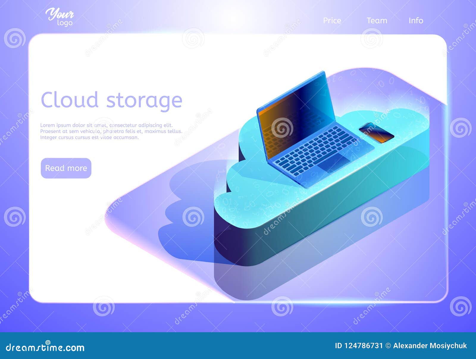 Cloud Data Storage Abstract Concept. Isometric Web Page Template ...
