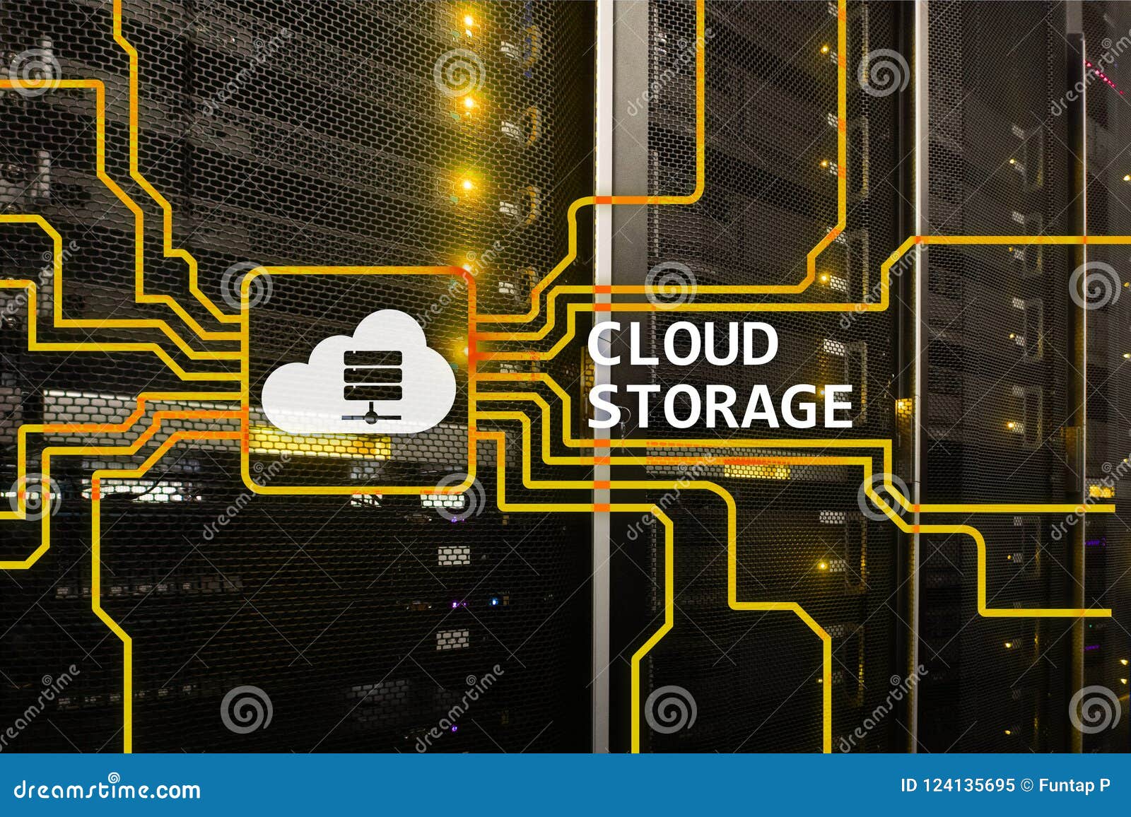 Cloud Data Storage Concept on Server Room Background Stock Image ...