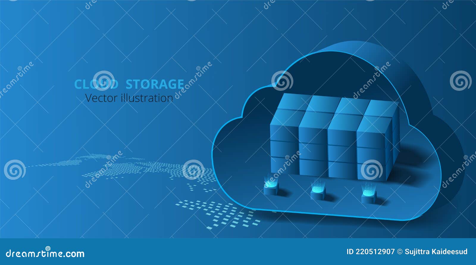 Cloud Data Storage Concept. Stock Vector - Illustration of internet ...
