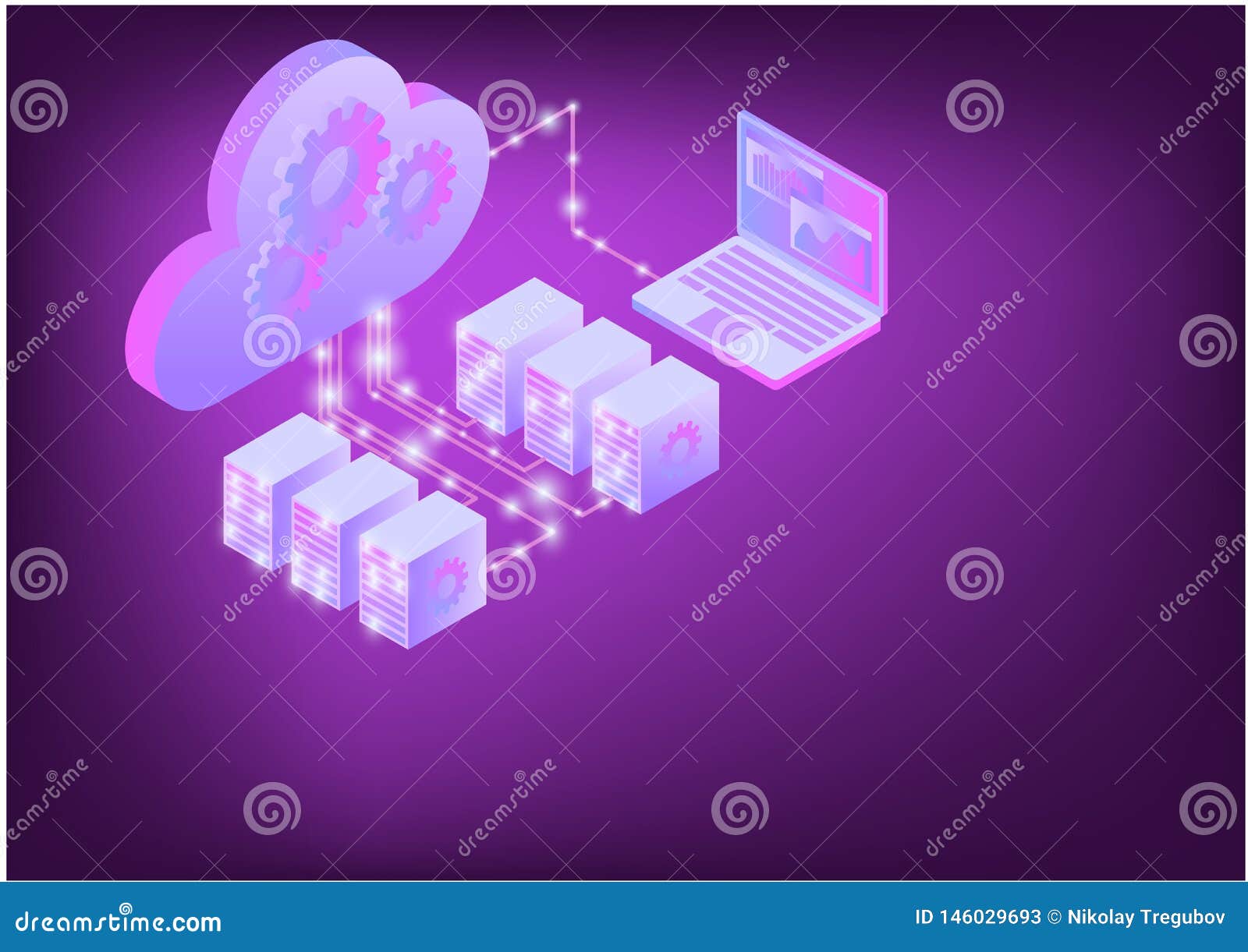 Cloud Data Storage 3d Isometric Infographic Illustration. Stock Vector ...