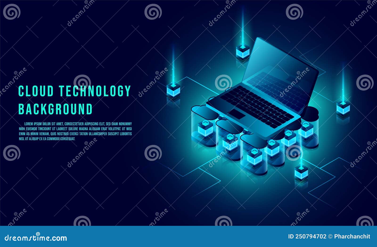 Cloud Data Storage 3d Isometric Infographic Illustration, Landing Page ...