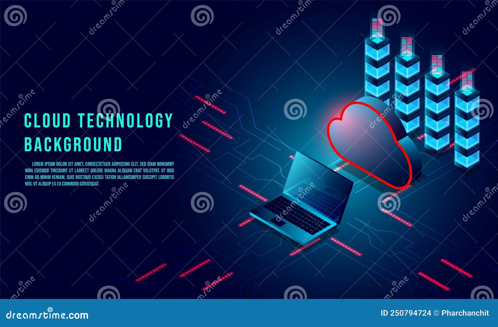 Cloud Data Storage 3d Isometric Infographic Illustration, Landing Page ...