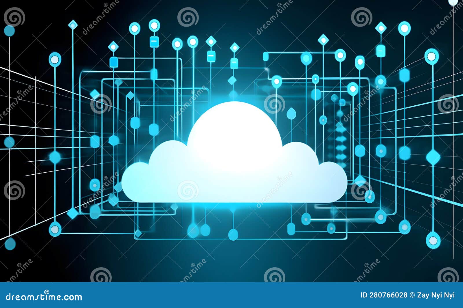 Cloud Data Storage, Database Concept. AI Generated Stock Illustration ...