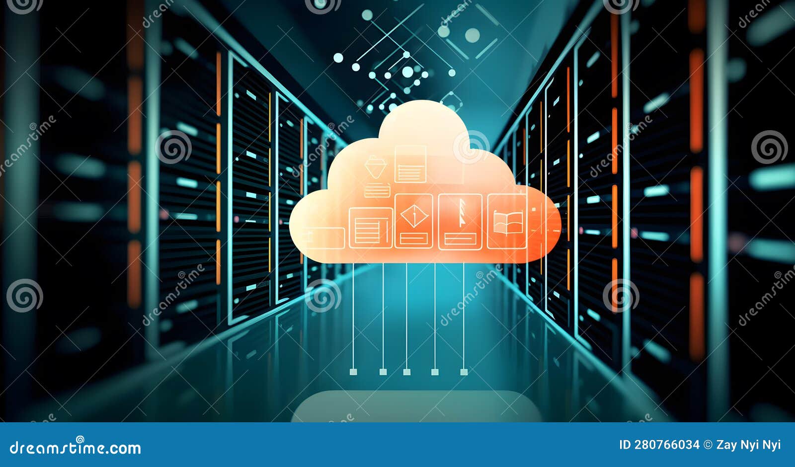 Cloud Data Storage, Database Concept. AI Generated Stock Illustration ...