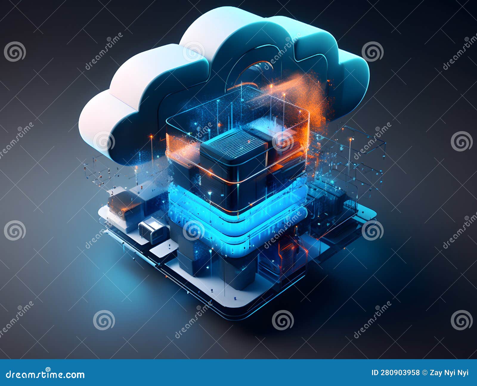 Cloud Data Storage, Database Concept. AI Generated Stock Illustration ...