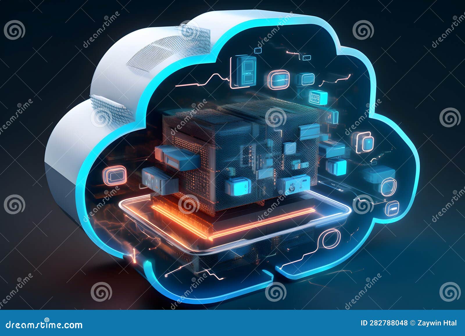 Cloud Data Storage, Database Concept. AI Generated Stock Illustration ...