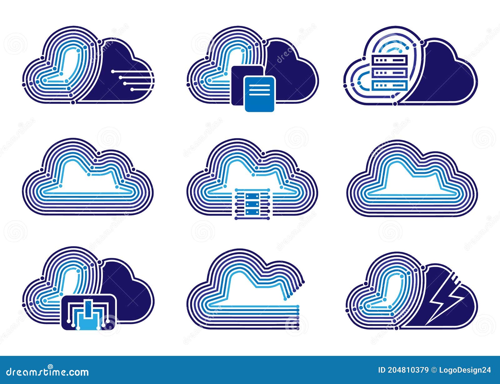 Cloud Data Storage Document Logo Design Concept Stock Vector ...
