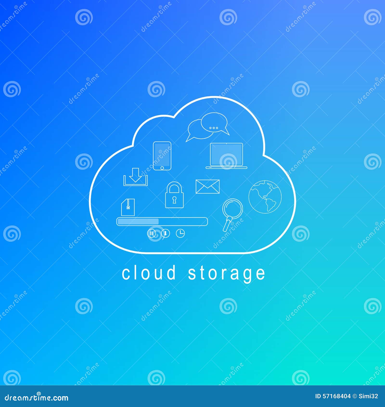 Cloud data storage stock vector. Illustration of modern - 57168404