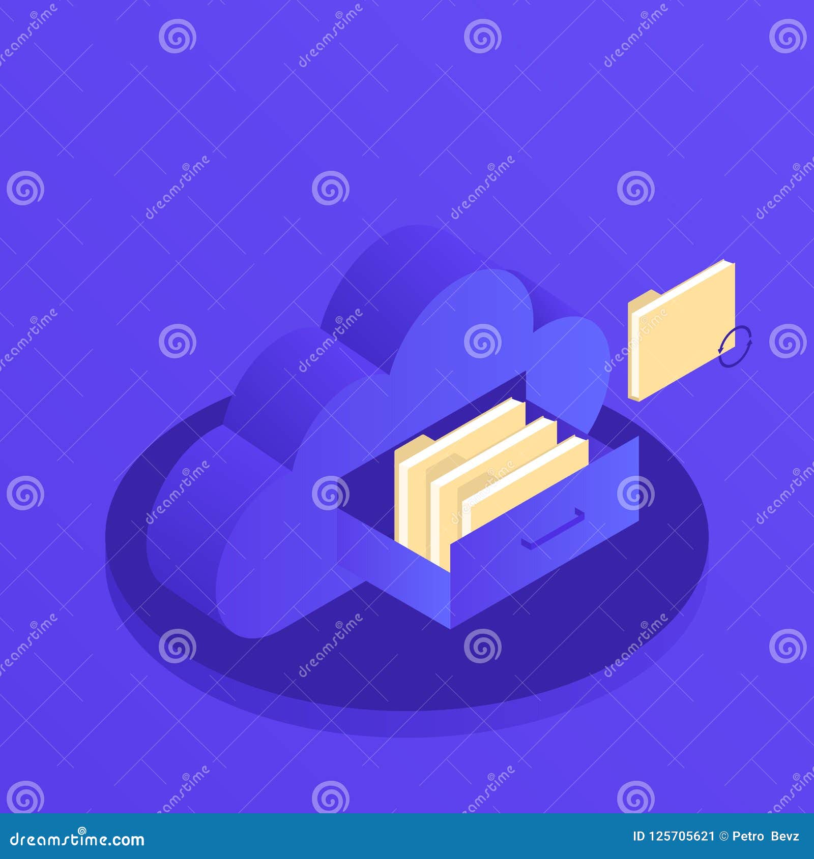 Cloud Data Storage. Document Drawer in Cloud-shaped Cabinet. Modern ...