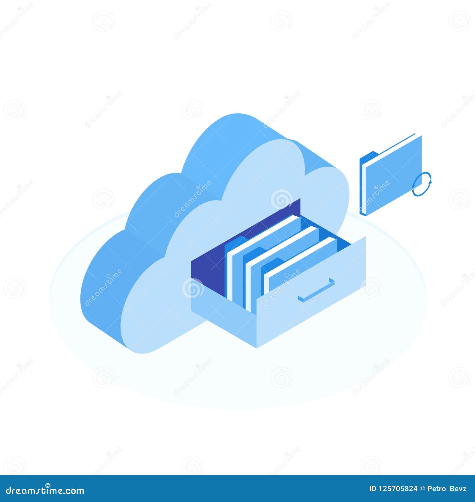 Cloud Data Storage. Document Drawer in Cloud-shaped Cabinet. Modern ...