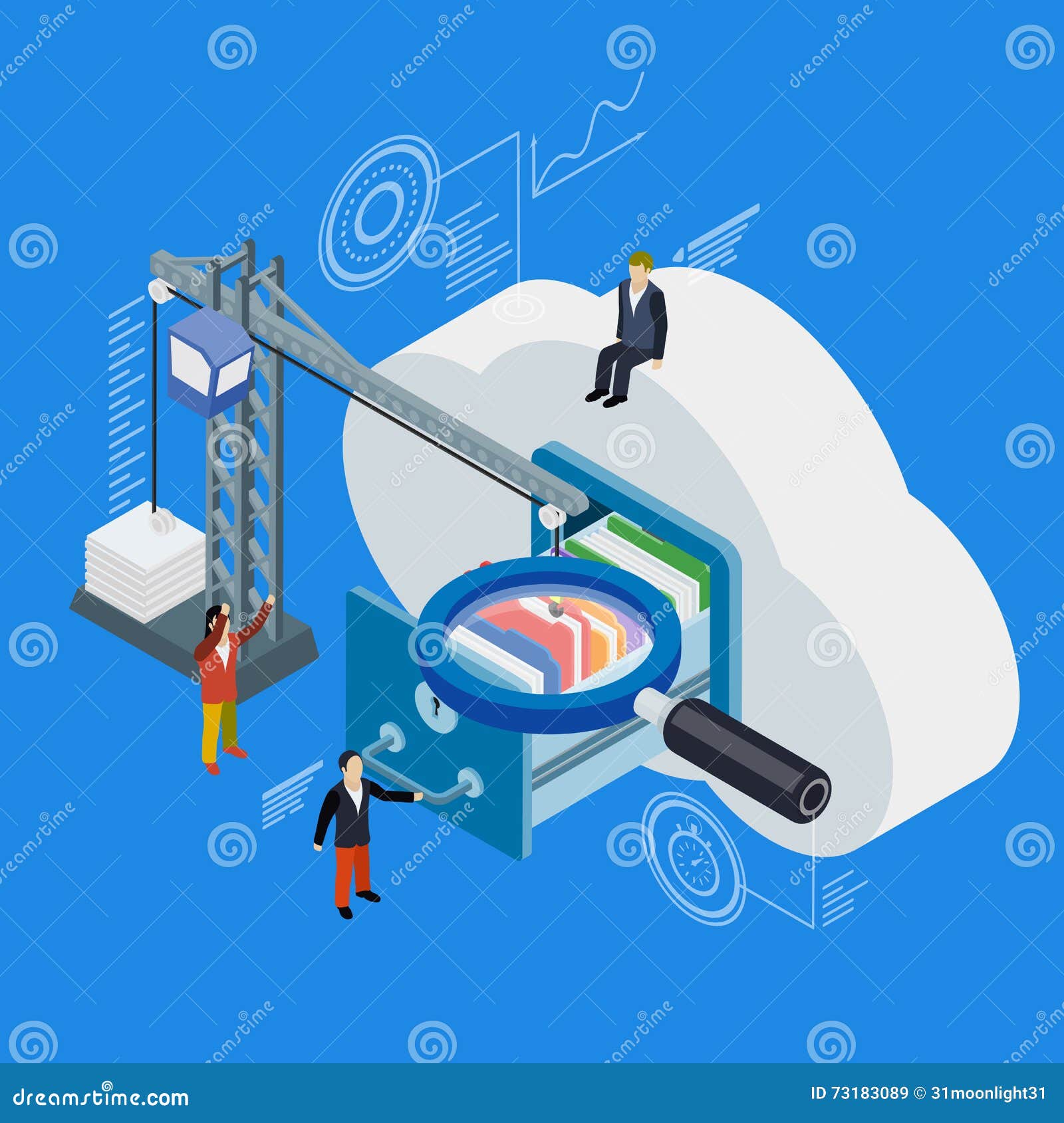 Cloud Data Storage Flat 3d Isometric Stock Vector - Illustration of education, business: 73183089