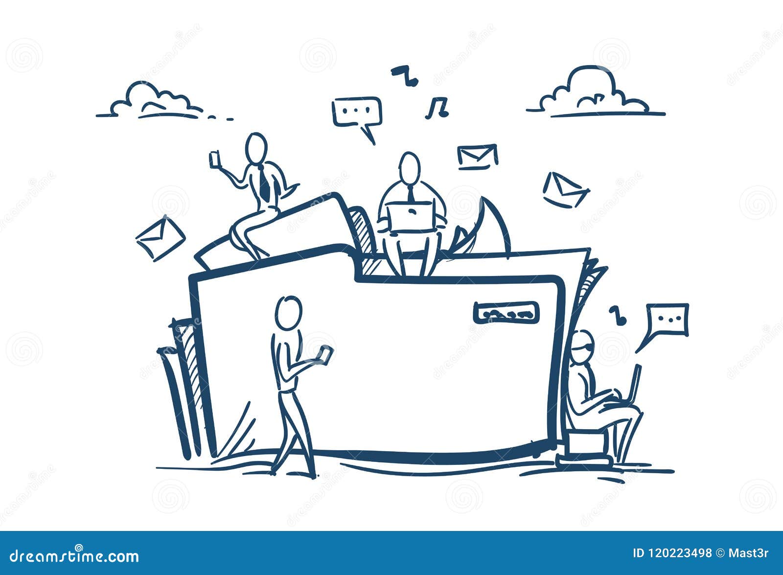 Cloud Data Storage Folder File Sharing Service Concept Businesspeople ...