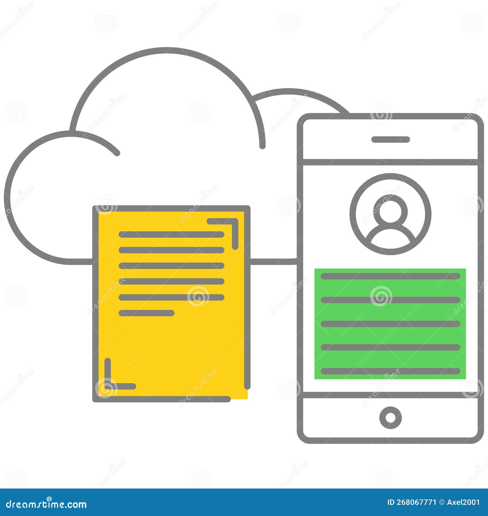Cloud Data Storage Icon And Smartphone Synchronization Vector Stock