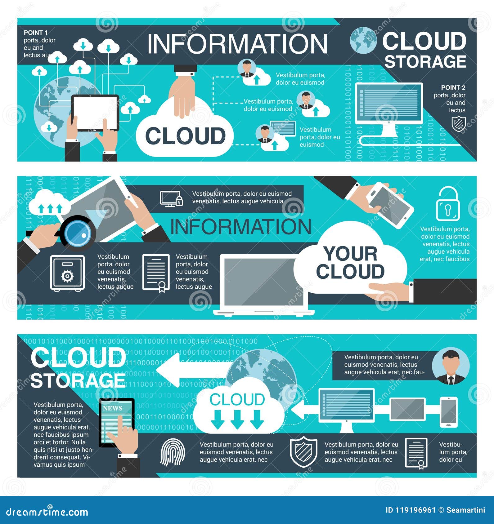 Cloud Data Storage and Information Technology Stock Vector ...