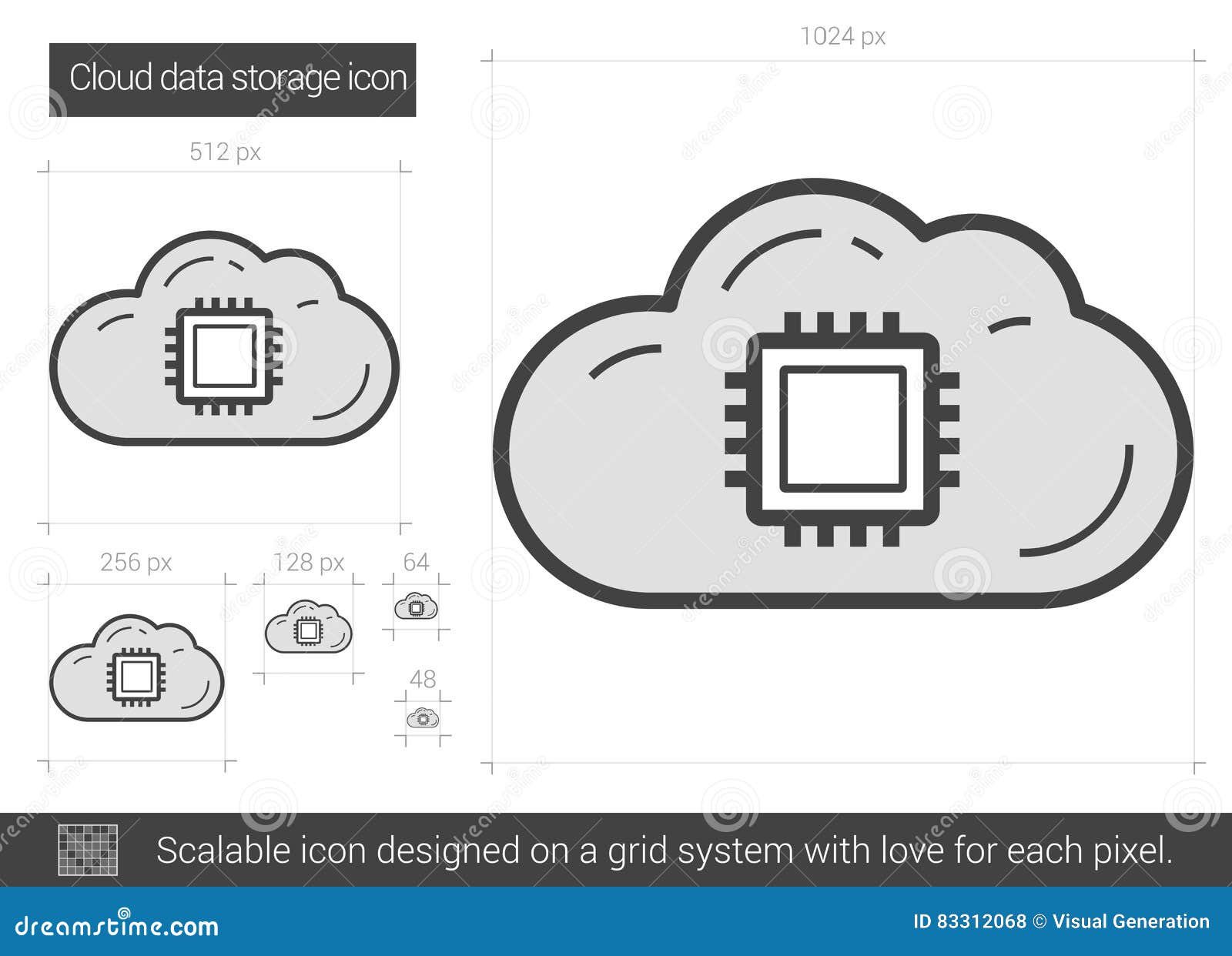Cloud Data Storage Line Icon. Stock Vector - Illustration of file ...