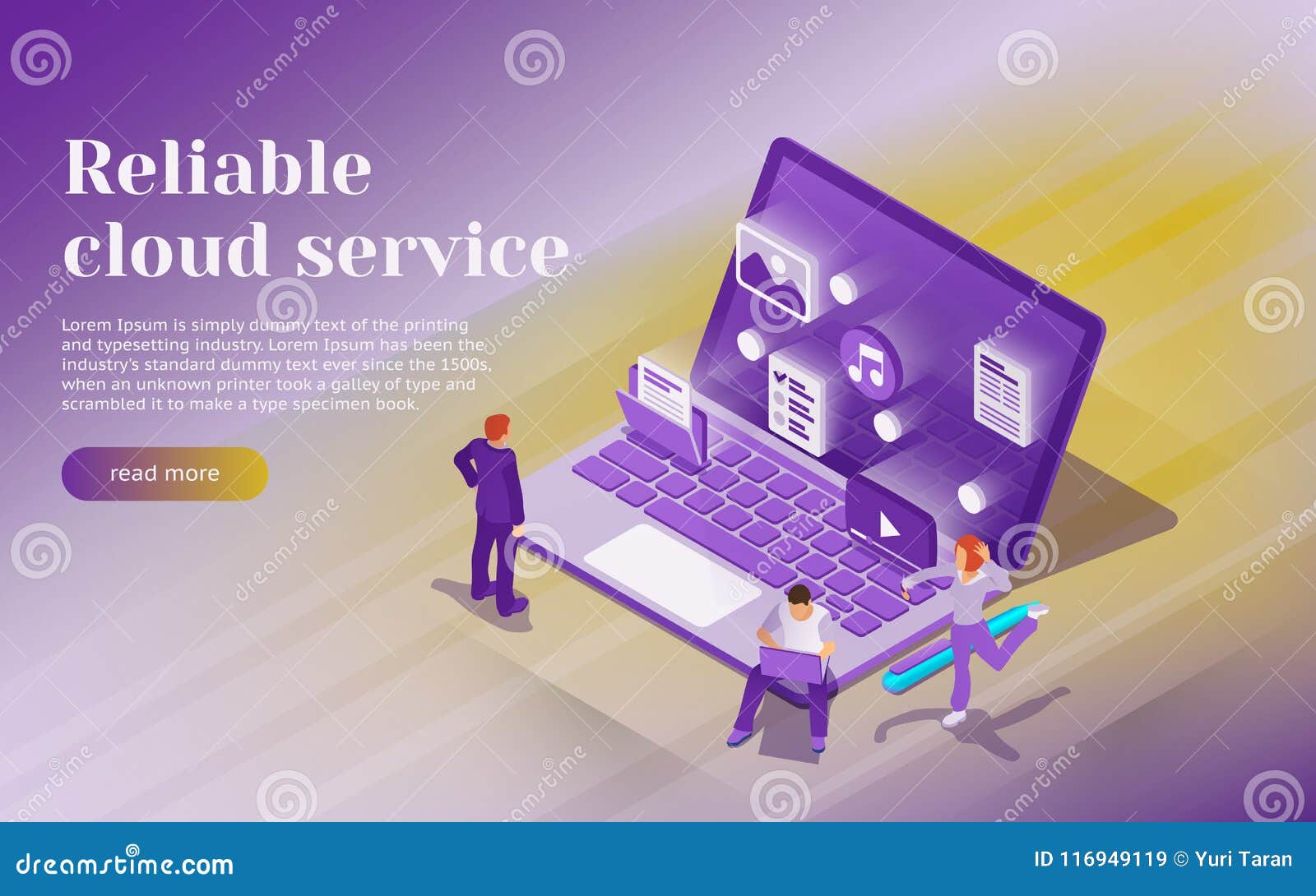 Cloud Data Storage, Remote Data Access. Professional Hosting and Data Storage. Open Laptop with ...