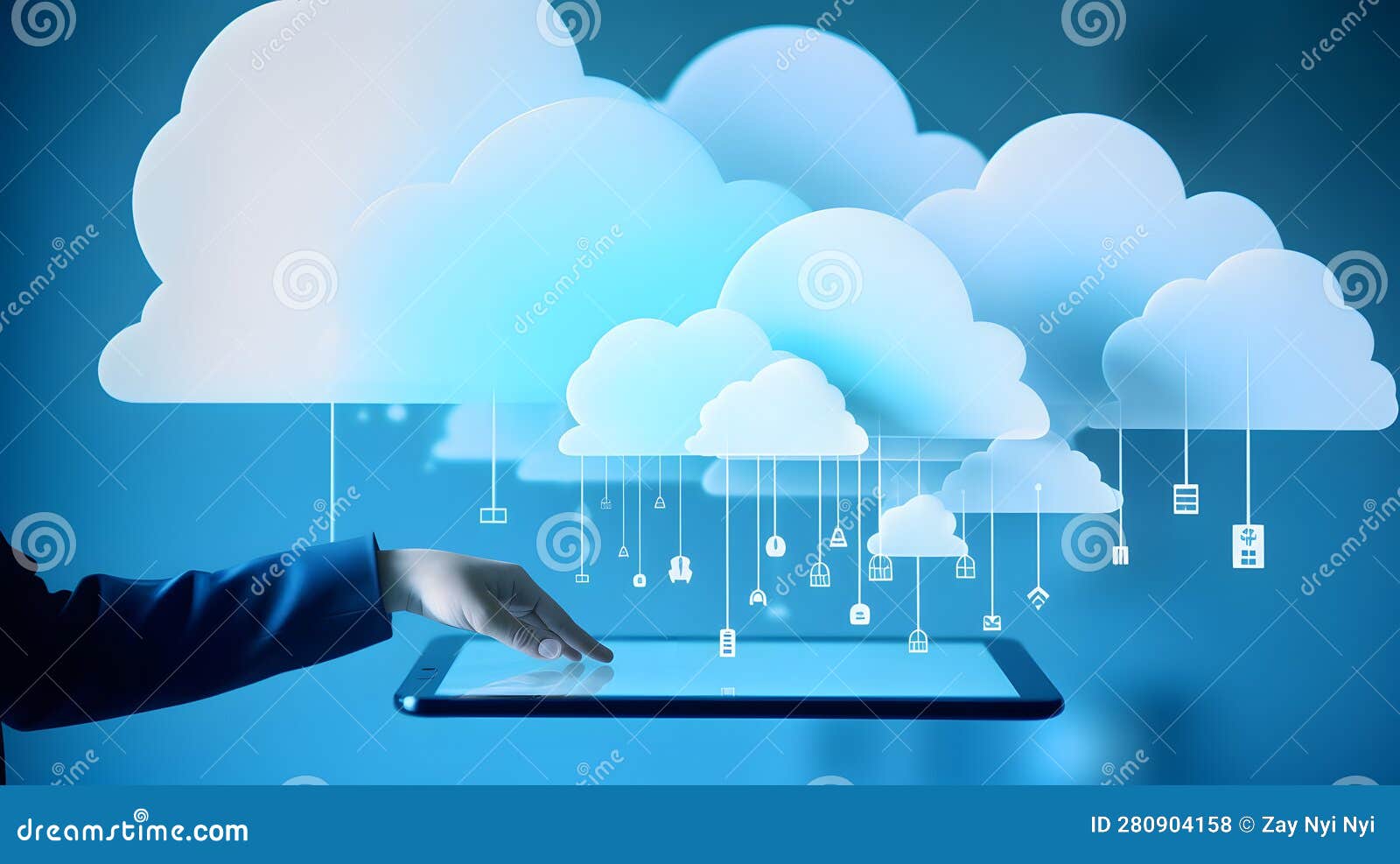 Cloud Data Storage, Data Transfer Concept. AI Generated Stock ...