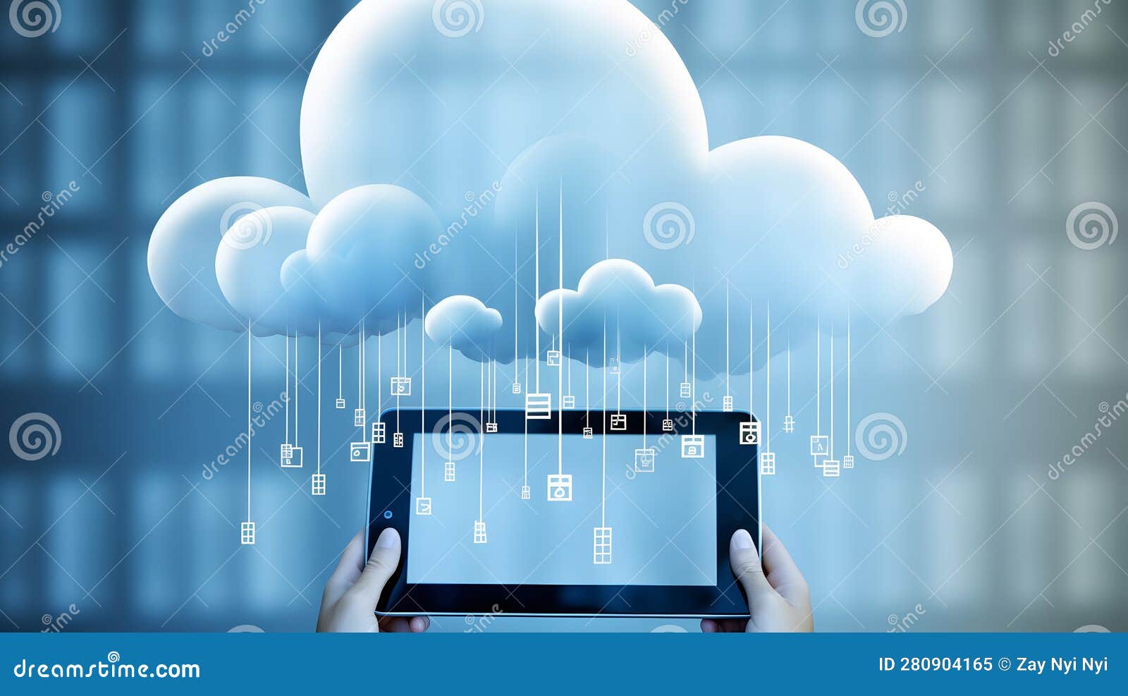 Cloud Data Storage, Data Transfer Concept. AI Generated Stock ...