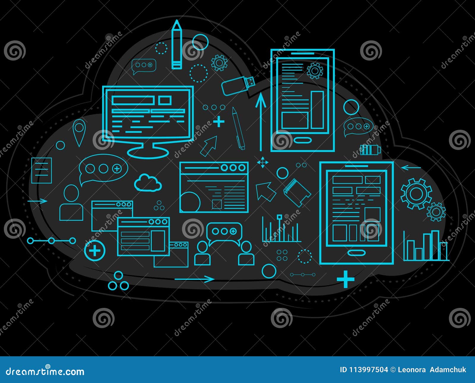 Cloud Data is Stored on the Server, Information about People, Graphs ...