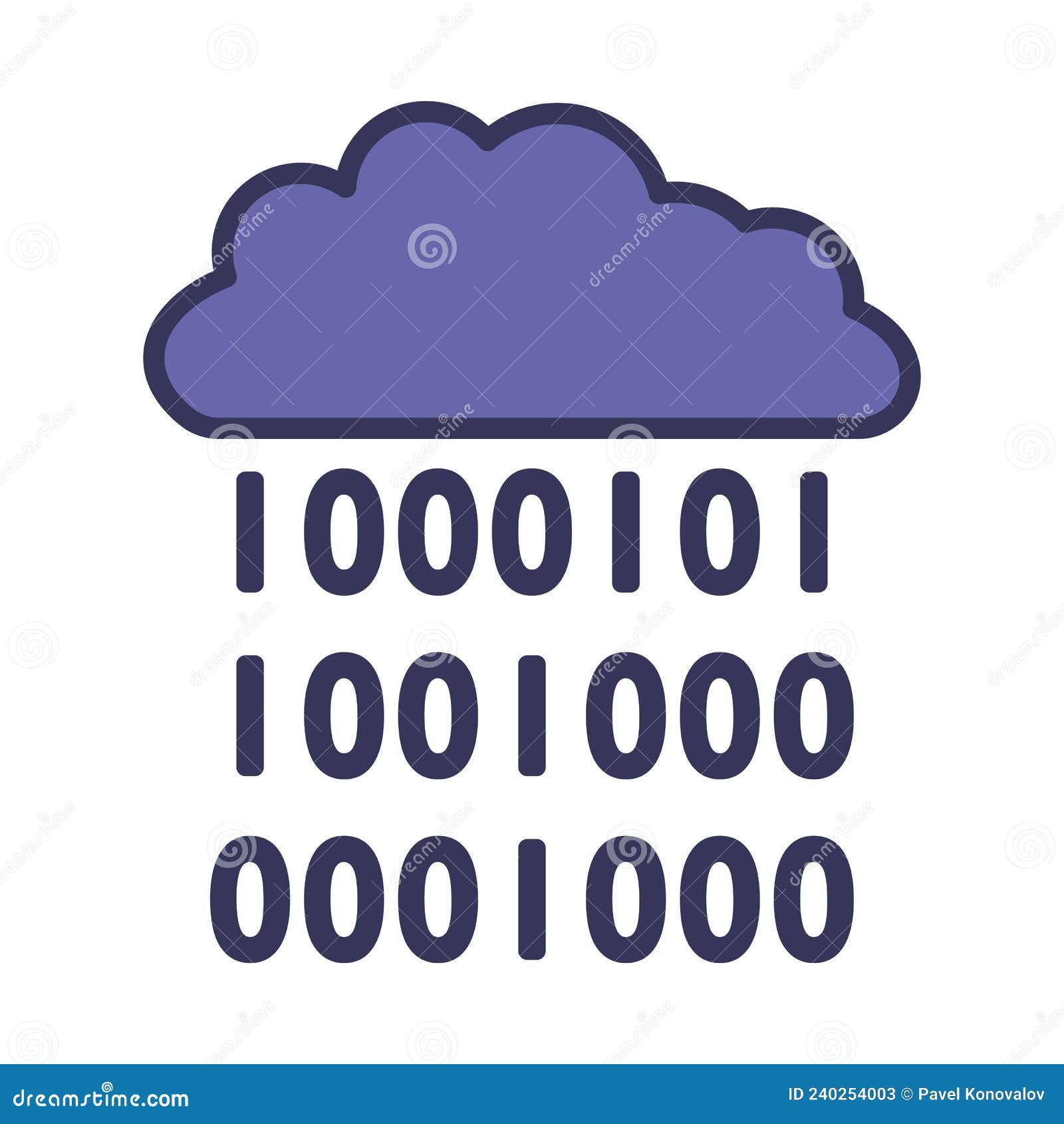 Cloud Data Stream Icon stock vector. Illustration of stroke - 240254003