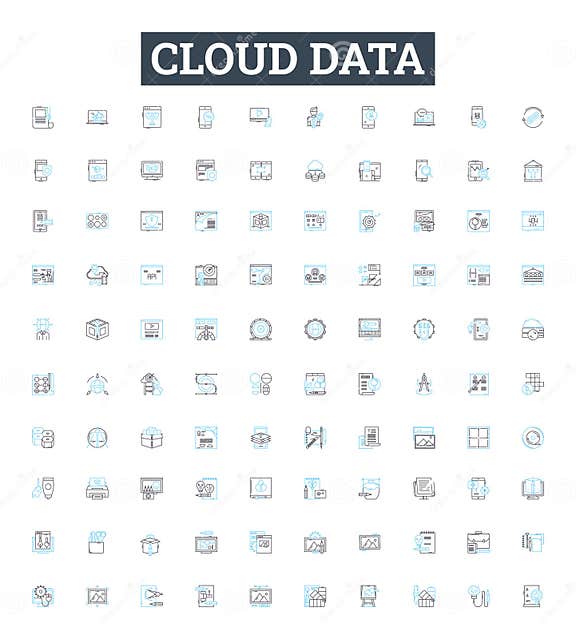 Cloud Data Vector Line Icons Set. Cloud, Data, Storage, Platform, Computing, Backup ...