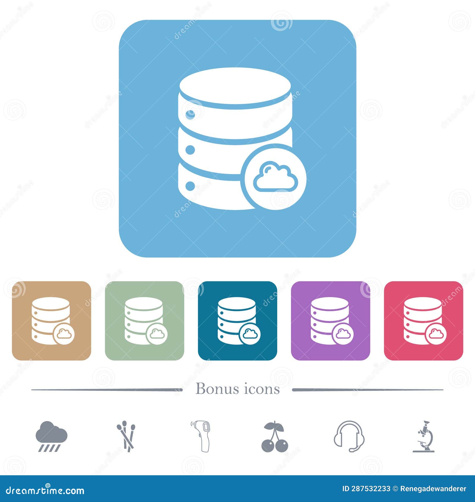 Cloud Database Flat Icons on Color Rounded Square Backgrounds Stock ...
