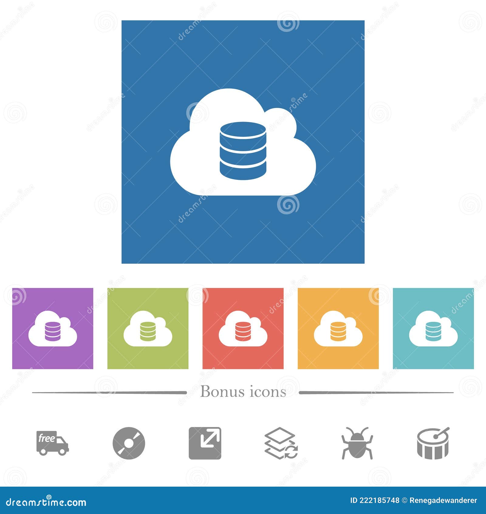 Cloud Database Flat White Icons in Square Backgrounds Stock Vector ...