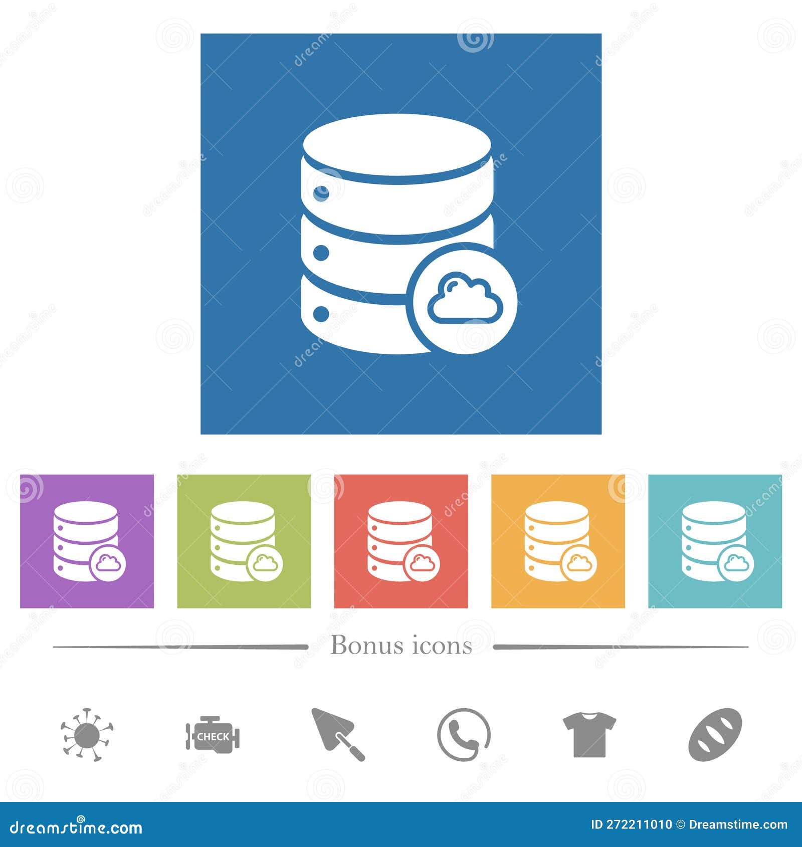 Cloud Database Flat White Icons in Square Backgrounds Stock Vector ...