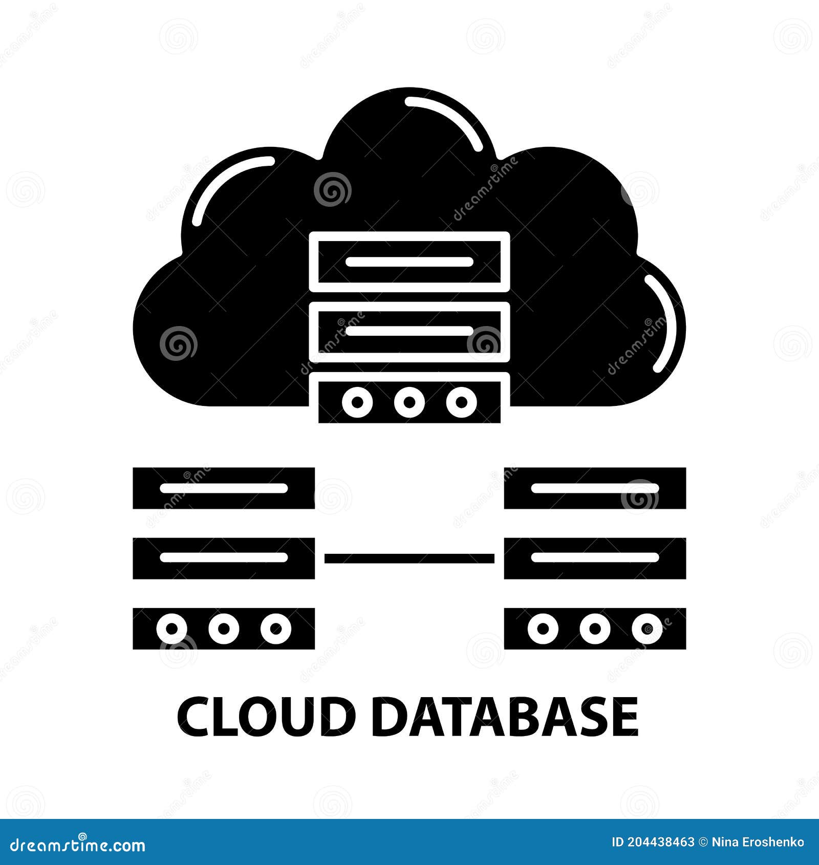 Cloud Database Icon, Black Vector Sign with Editable Strokes, Concept ...