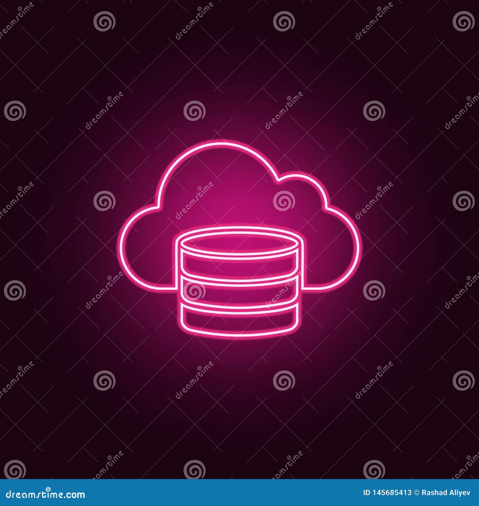 Cloud Database Icon. Elements of Web Development in Neon Style Icons ...
