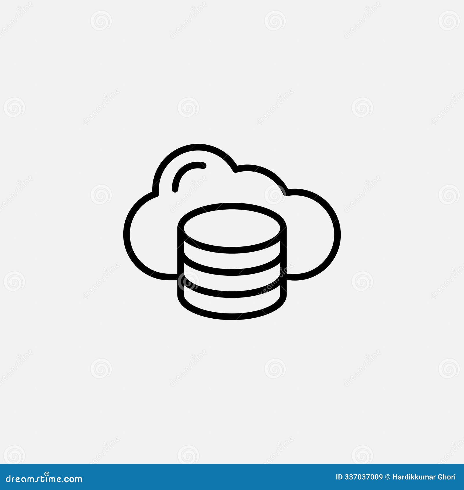 Cloud Databaseline in Thin Line Black Color. Flat Simple Vector Symbols ...